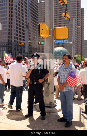 Male and female police, Immigration rally, Dallas, Texas, USA Stock ...