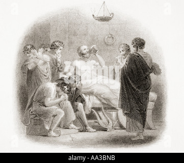 Death of Socrates (469 BC-399 BC) by drinking poison. Classical Greek ...