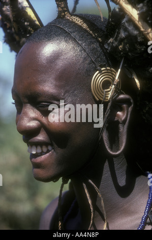 Young Maasai Warrior (Moran) wearing traditional clothing. Amboseli ...