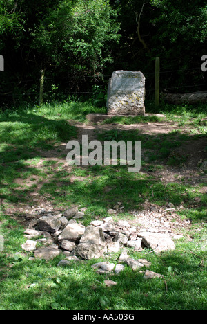 The stone marking the source of the River Thames at Thames Head on the ...