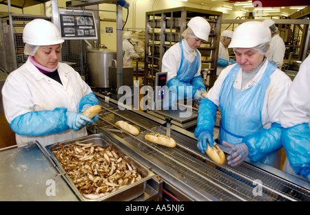 Sandwich production line at company making chilled ready meals in ...