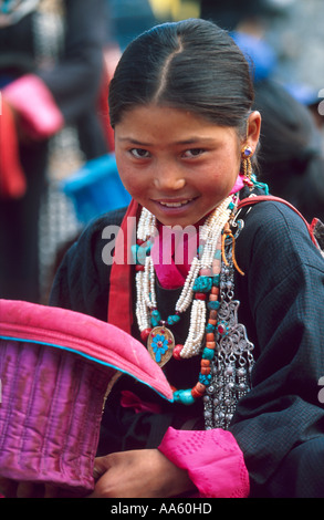 A young beautiful Ladakhi girl in Leh Ladakh Indian Himalaya Stock ...