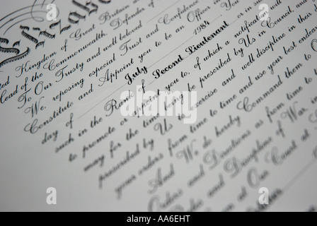 Army Officer Commission papers Stock Photo - Alamy