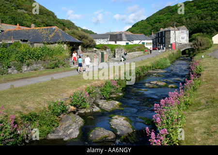 Boscastle village fishing port Cornwall England Botreaux Castle Stock ...