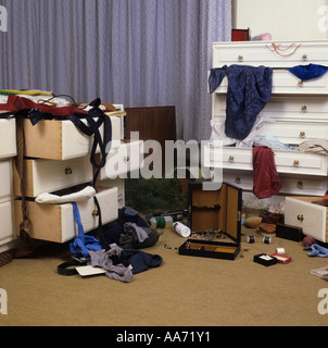 Scene of crime following a house burglary showing lounge interior Stock ...