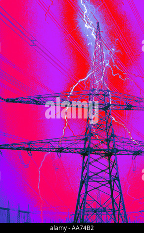 electrical current electricity effect of powerline flash high tech ...
