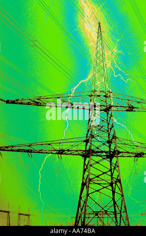 electrical current electricity effect of powerline flash high tech ...