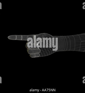 Wireframe hand pointing Stock Photo - Alamy