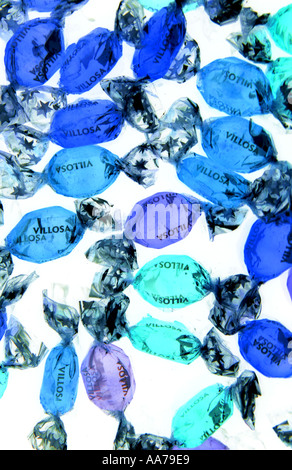 sweets candy candys blue bonbon bonbons Stock Photo - Alamy