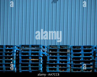 Stack of blue palettes Stock Photo - Alamy