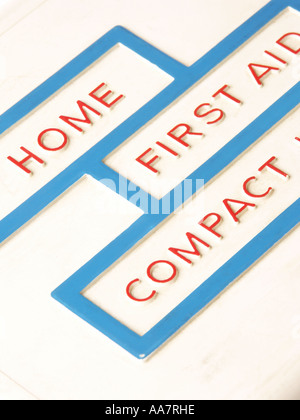Home first aid kit on a blue background. The elements of the first aid ...