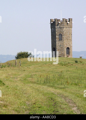 Historical Folly Tower overlooking rural Monmouthshire and the town of ...