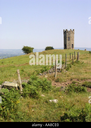 Historical Folly Tower overlooking rural Monmouthshire and the town of ...
