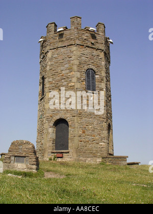 Historical Folly Tower overlooking rural Monmouthshire and the town of ...