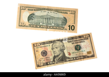 US ten dollar bills that incorporate new anti counterfeit features ...