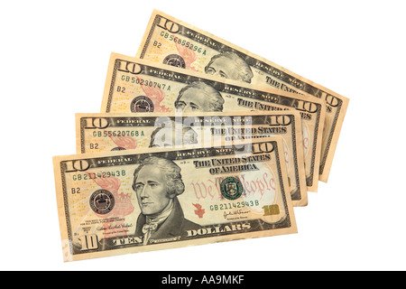 US ten dollar bills that incorporate new anti counterfeit features ...