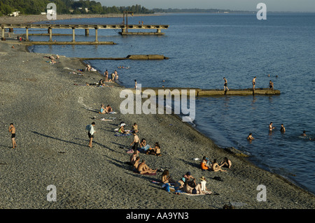 People on the beach of Sukhumi, capital of Abkhazia Stock Photo - Alamy