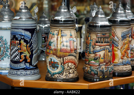 Souvenir beer steins for sale in Munich, Germany Stock Photo - Alamy