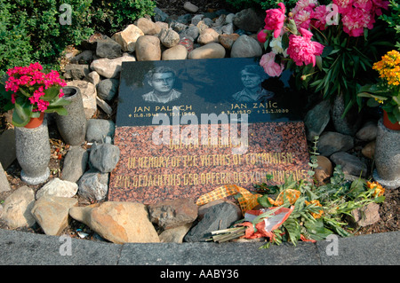 Jan Palach monument in Wenceslas square Prague Czexh republic Stock ...