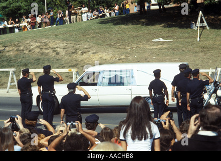 Elvis Presley Funeral Hearse leaving Graceland, Memphis, Tennessee, USA ...