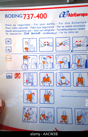 Safety information card for a Boeing 737-800 and 737 MAX8, Southwest ...