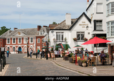 Riverside Cafe with the historic Custom House behind, The Quay, Exeter ...