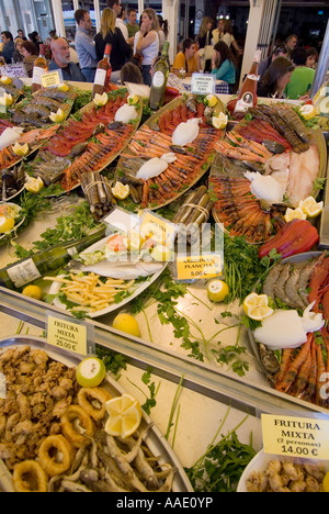 Sea food restaurants in Calpe Costa Blanca Spain Stock Photo - Alamy