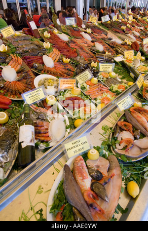 Sea food restaurants in Calpe Costa Blanca Spain Stock Photo - Alamy