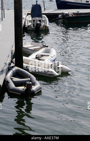Boats moored at the pontoon, Fal estuary, Fowey, Cornwall, UK Stock ...
