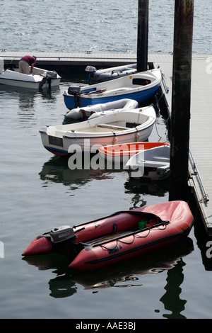 Boats moored at the pontoon, Fal estuary, Fowey, Cornwall, UK Stock ...