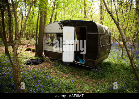 An old, run-down caravan has been parked on a lawn for the rest of ...