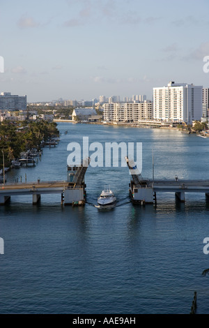 Miami Beach Florida,Indian Creek canal,floating surface debris litter ...