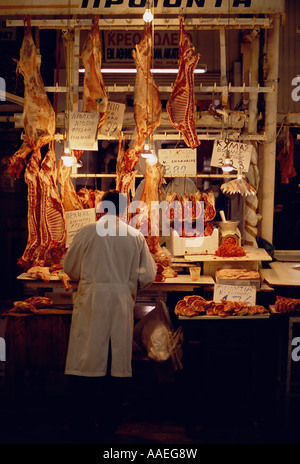 Meat section Central Market Athens Greece Stock Photo - Alamy