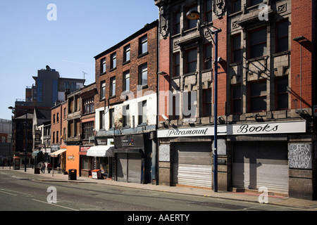 Dantzic Street, Manchester, England, UK, Europe. Rooftops with clock ...