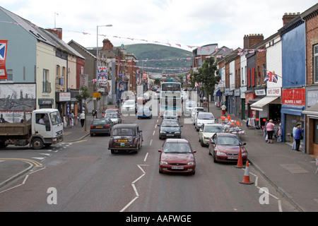 Loyalist Union Jack flags logos murals signs and graffiti on Shankill ...