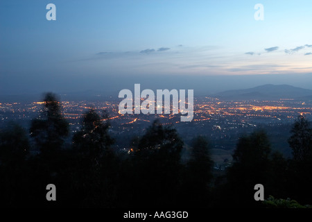 Dusk or evening view towards Addis Ababa with eucalyptus trees Stock ...