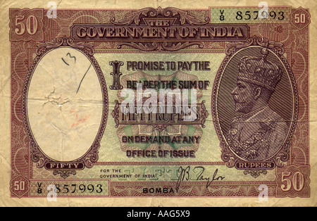 Rupees 50, 1930, British India, Issued at Bombay circle with the ...