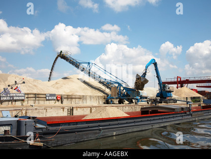 Cargo ship barge loaded with sand Stock Photo - Alamy