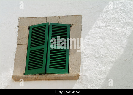 typical Mallorcan style green shuttered window Stock Photo - Alamy