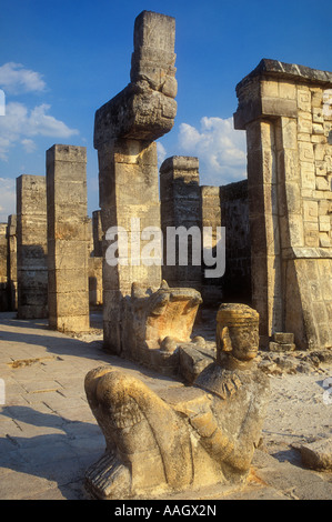 Chichen Itza, Chac-Mool statue of a Maya, Mayan warrior, ruins on the ...