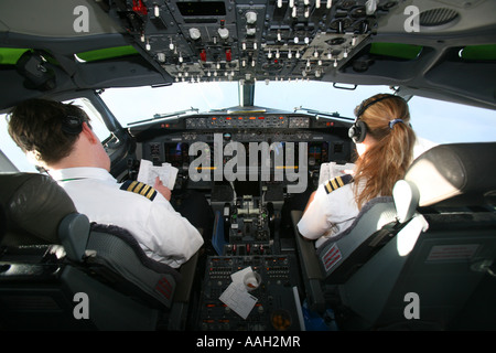 Pilot and co pilot working in a Boeing 737 editorial use only no ...