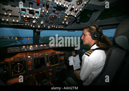 Pilot and co pilot working in a Boeing 737 editorial use only no ...