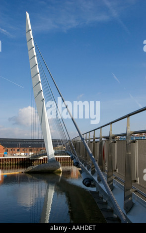 'Sail Bridge' spans the River Tawe at Swansea waterfront Stock Photo ...