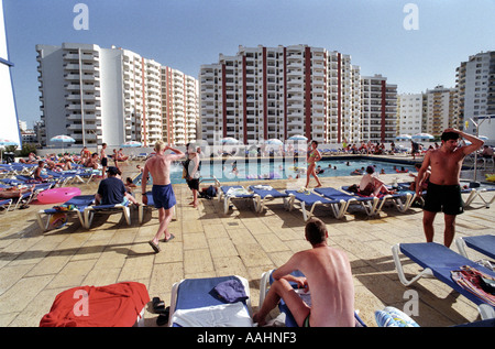 A rooftop swimming pool at the Club Praia Da Rocha hotel on the Algarve ...