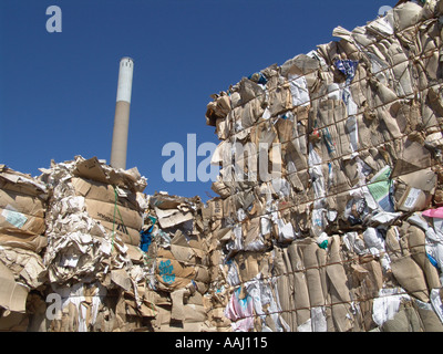 recycled bales of waste paper awaiting shipping to be pulped Stock ...
