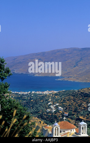 GREECE NORTHERN CYCLADES ANDROS ISLAND A VIEW OF ANDROS TOWN Stock ...