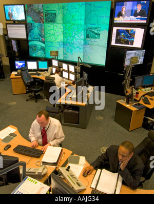 Interior of London Traffic Control Centre, LTCC. Captial's traffic ...