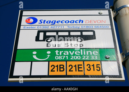 bus stop stagecoach timetable sign Stock Photo - Alamy