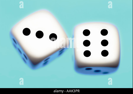 Close up of two dice number 2 and 3 on white background Stock Photo - Alamy