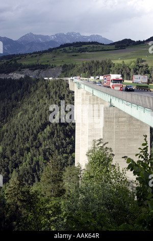 Europa Bridge, Wipp Valley, Austria: Traffic over the A13 Brenner ...